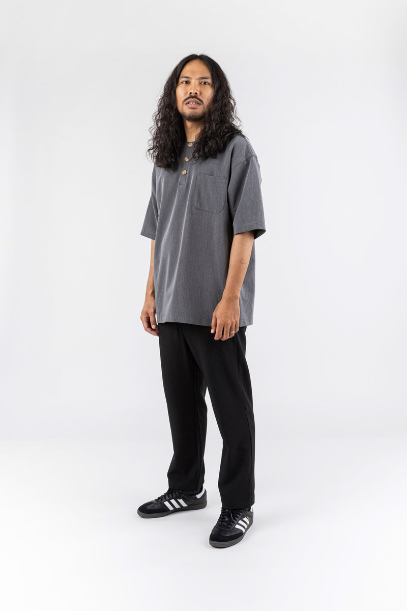 3 Button Baseball Collar Oversized Top – THAWB
